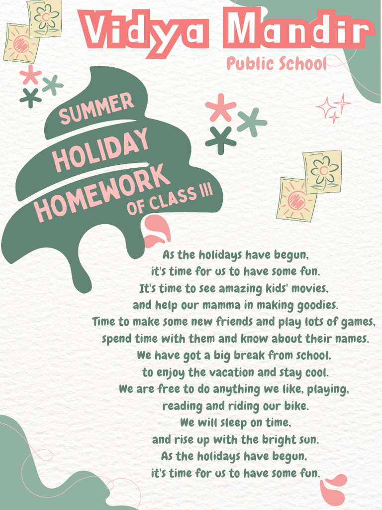 Class III Holiday Homework | PDF | Elephant | Homework