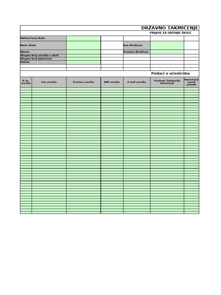 Takmicenje Formular Za Prijavu SS2022 | PDF
