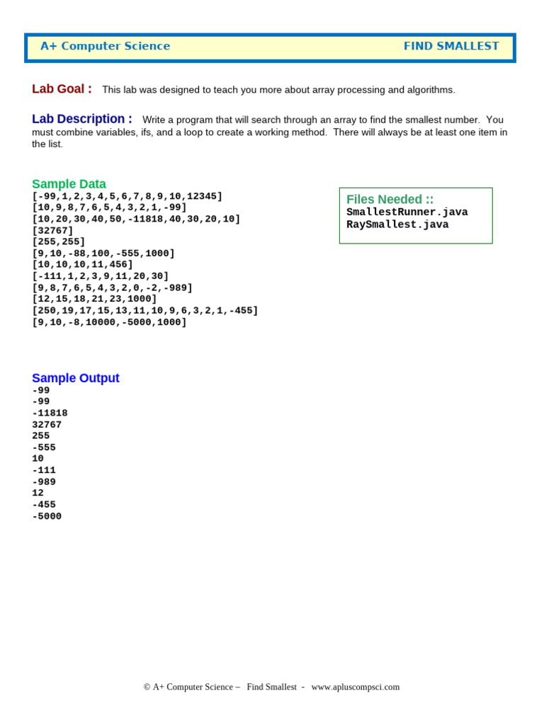 5 Find Smallest Arrays | PDF