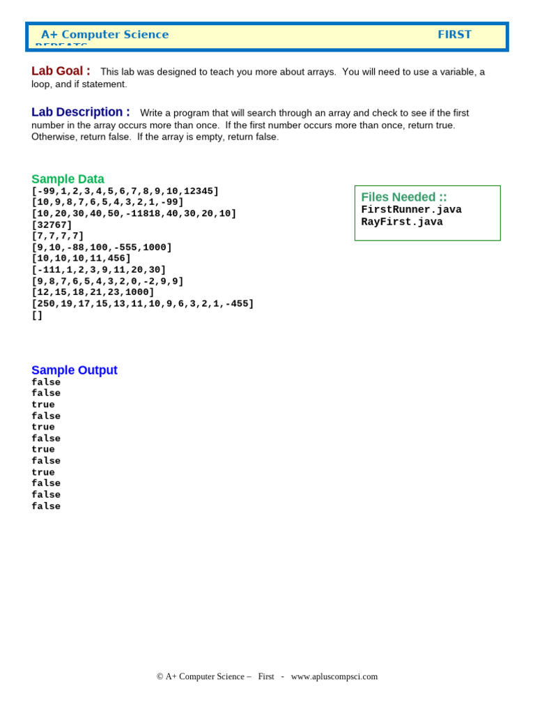 3 First Repeats Arrays | PDF