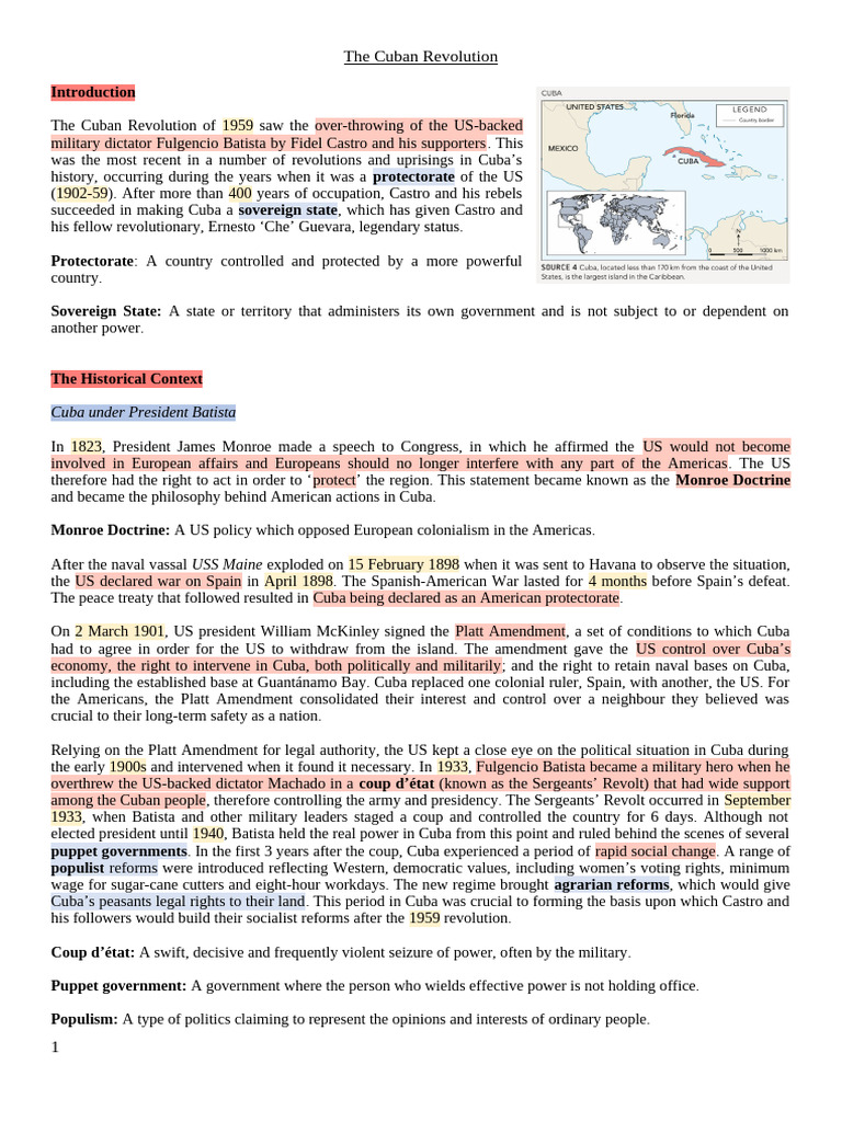 The Cuban Revolution Notes | PDF | Cost Of Living | Fidel Castro