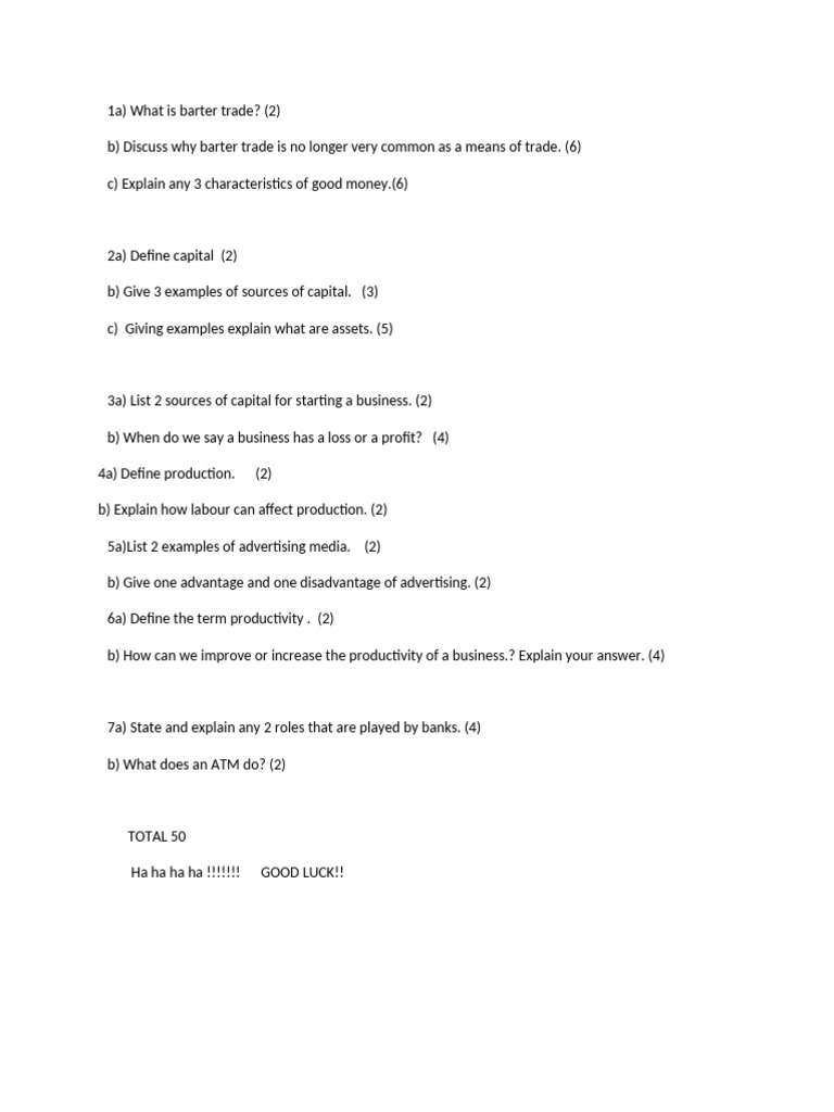 Grade 7 EMS Term 3 Examination | PDF