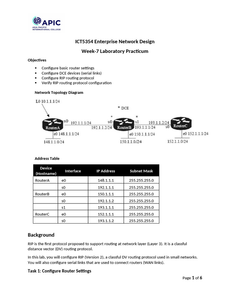 Week-7 Lab Practicum - Enterprise Network and Design | PDF | Router (Computing) | Routing