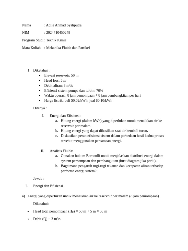 UTS Mekanika Fluida Adjie | PDF