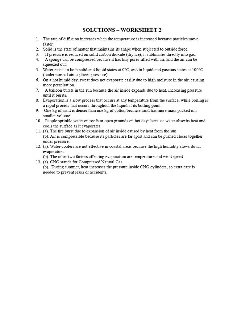 Solutions Worksheet 2 | PDF