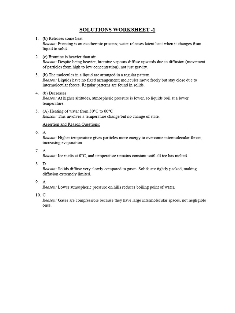 Solutions Worksheet 1 | PDF