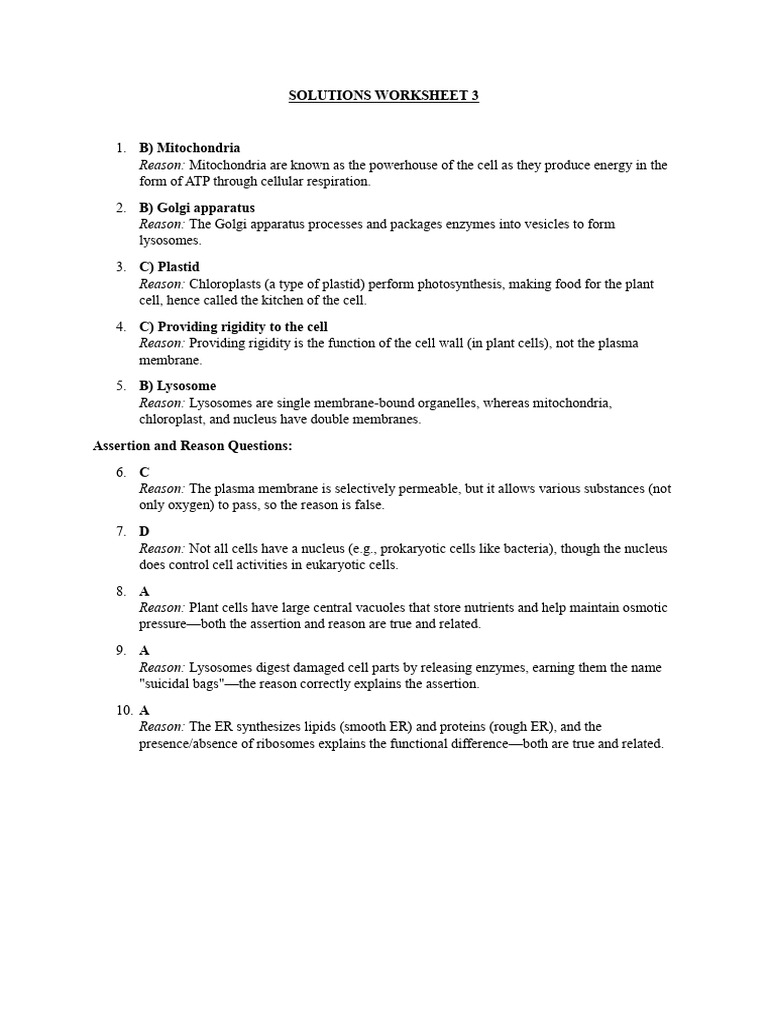 SOLUTIONS WORKSHEET 3 | PDF