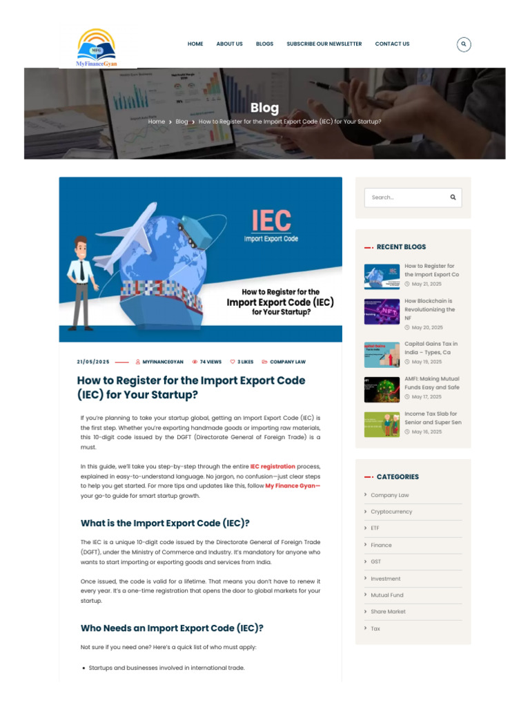 How To Register For The Import Export Code Iec For Your Startup | PDF