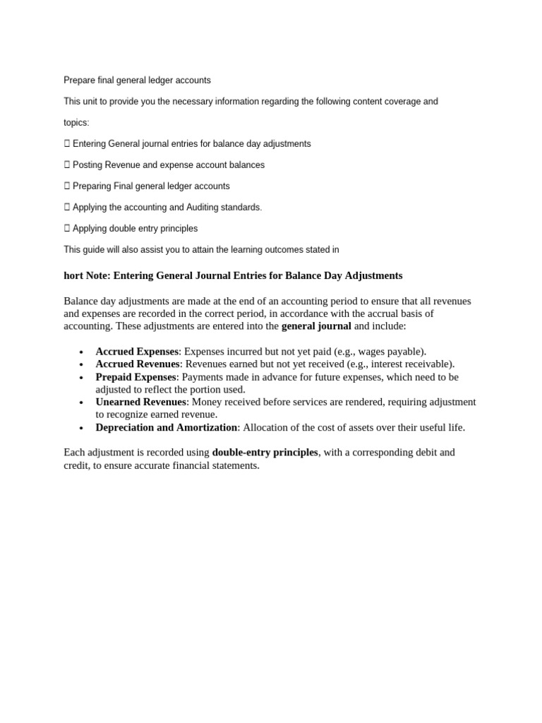 Final General Ledger Preparation Guide | PDF