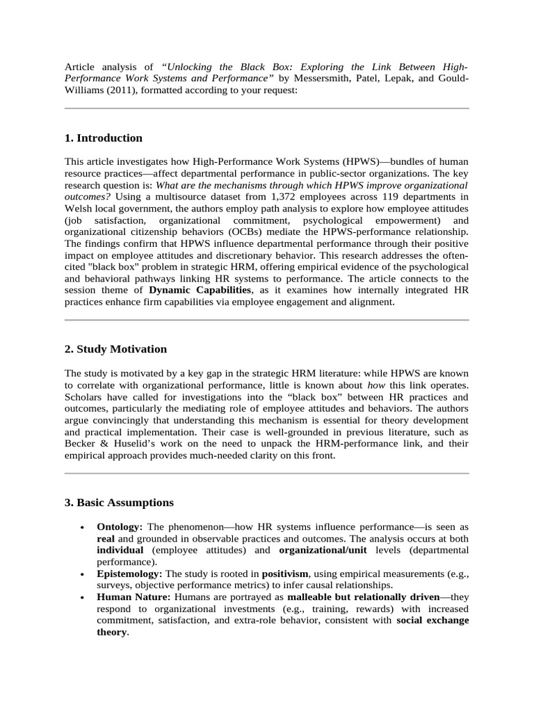 Article Analysis of Unlocking the Black Box | PDF | Attitude ...