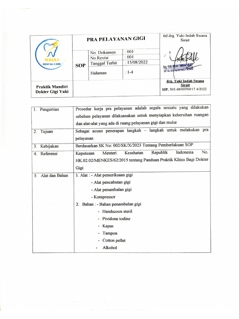 SPO terkait pelayanan | PDF