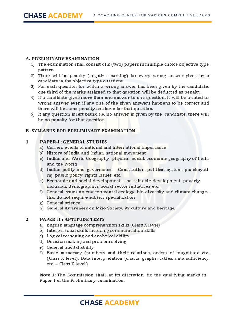 MCS Combined Syllabus | PDF