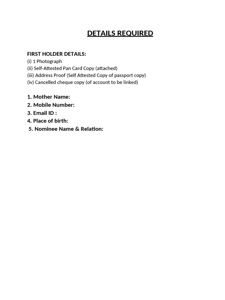 Demat Acc Document List | PDF