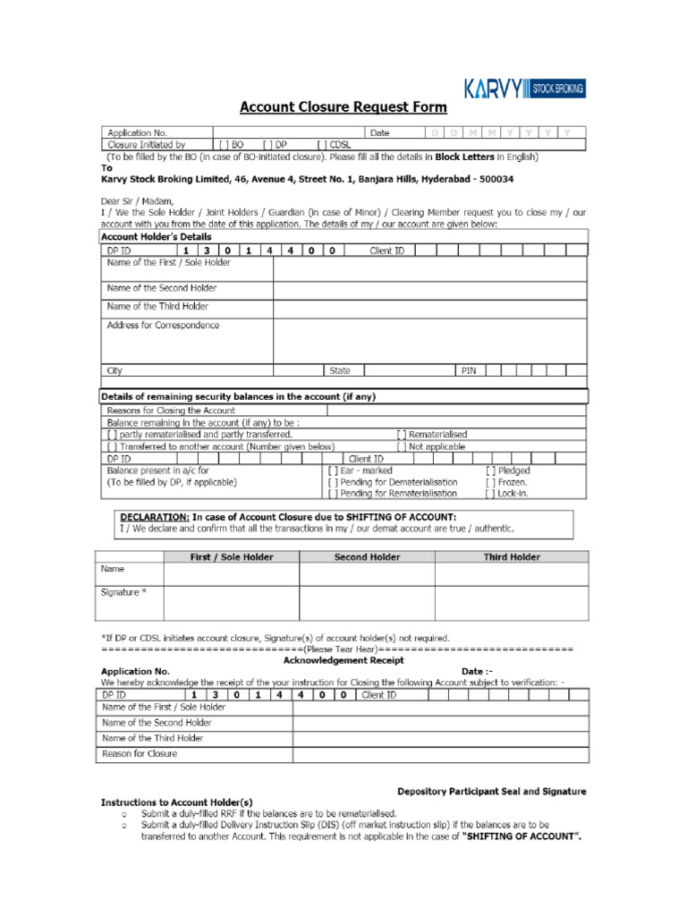 Account Closure Request Form - Karvy - Account-Closure-Request-Form ...