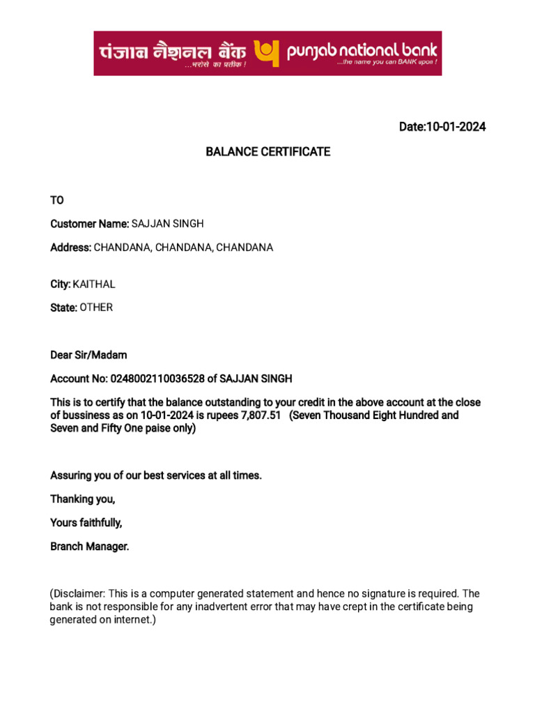 My Balance Cirtificates | PDF