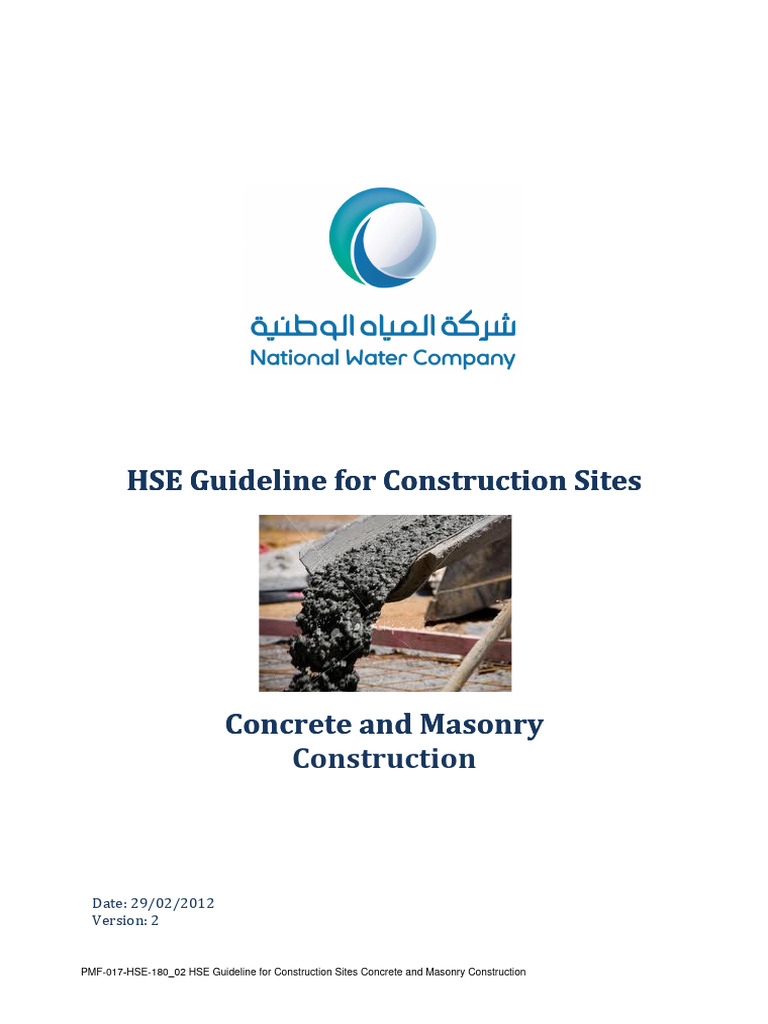 PMF-017-HSE-180 - 02 HSE Guideline For Construction Sites Concrete and ...