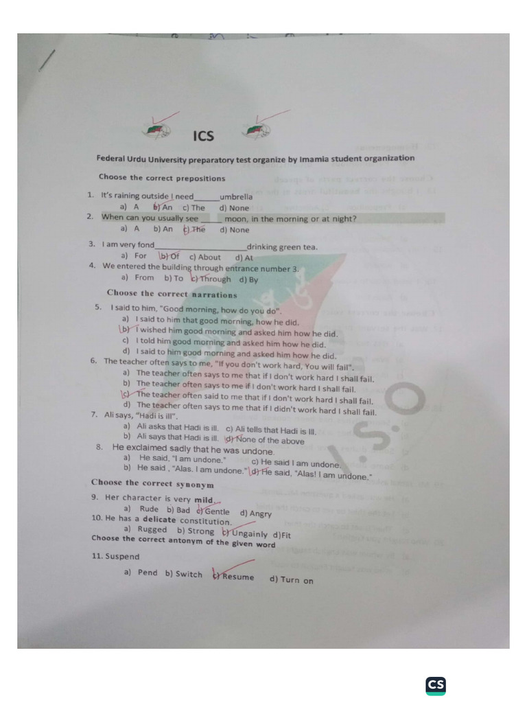 ICS questions with answers | PDF