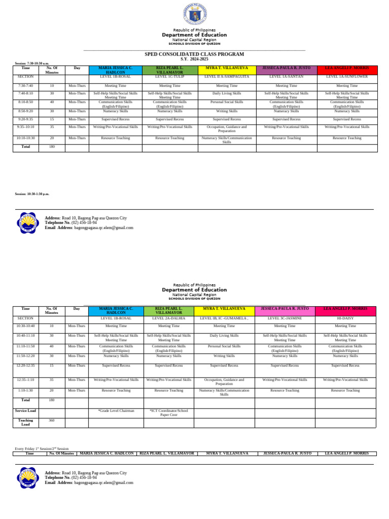 SNED Consolidatedclassprogram-2024 | PDF