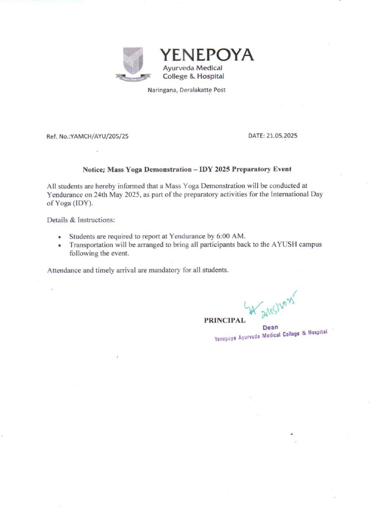 NOTICE - Mass Yoga Demonstration - Reg | PDF