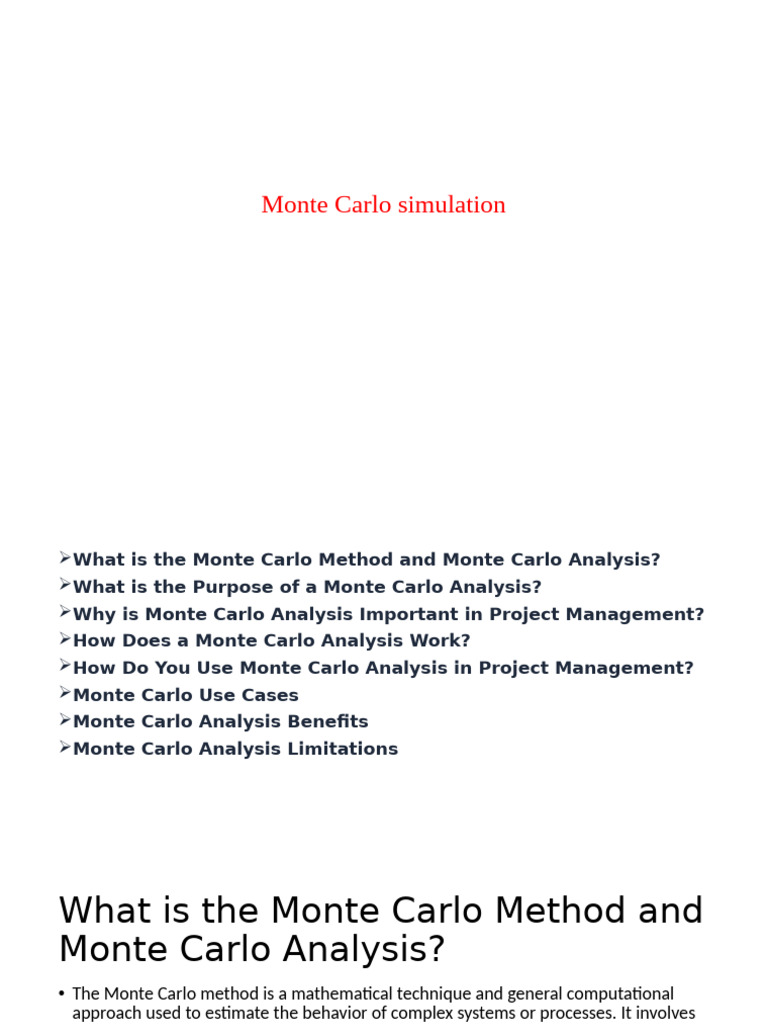 Monte Carlo Analysis in Project Management | PDF | Monte Carlo Method ...