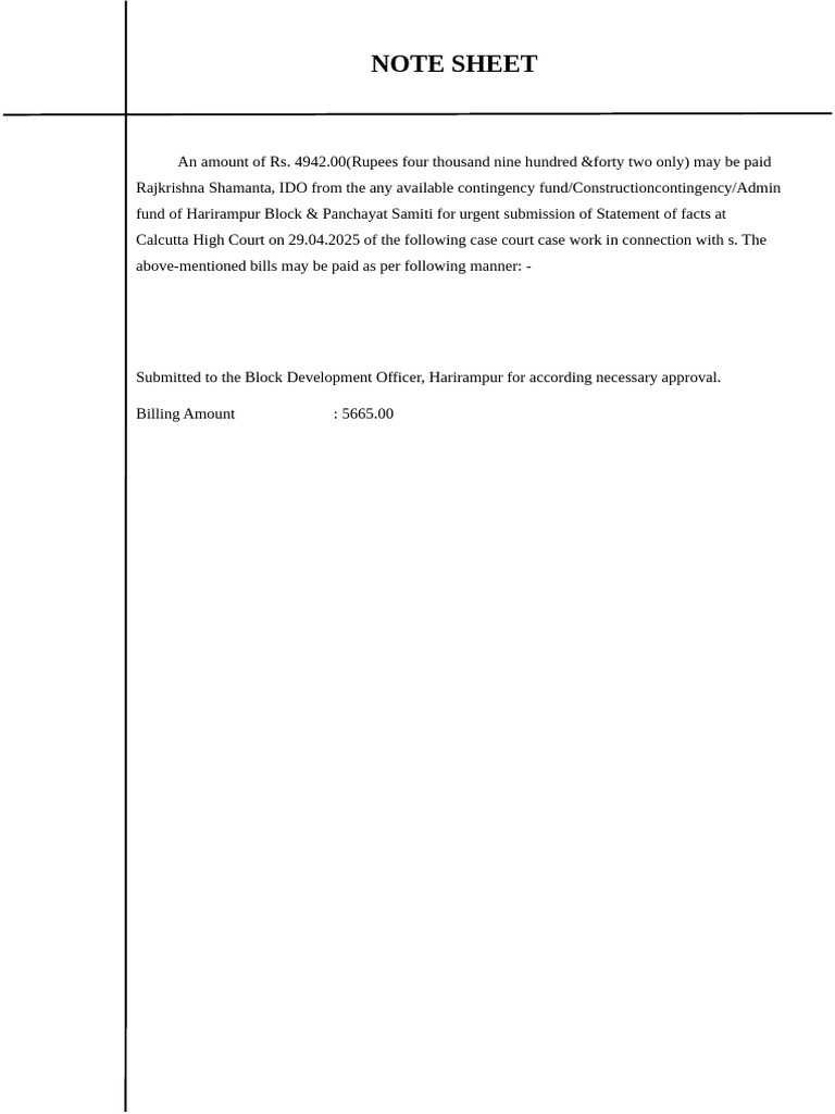 Note Sheet For Tour | PDF | Kolkata | Meal