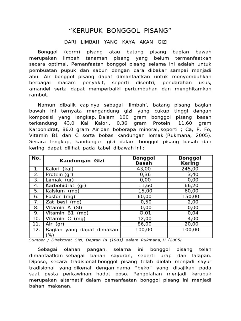 Kerupuk dari Bonggol Pisang Bergizi | PDF