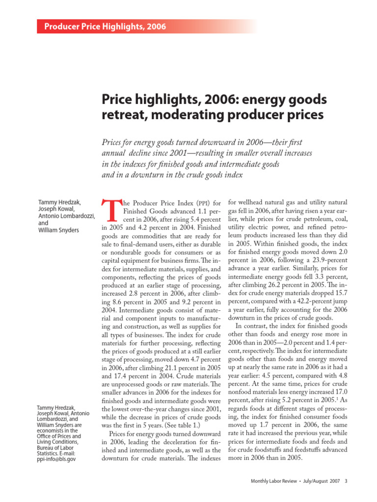 2006 Producer Price Index Overview | PDF | Petroleum | Natural Gas