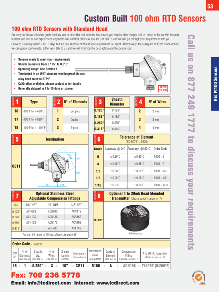 RTD Sensors Standard Head | PDF | Manufactured Goods | Electrical ...