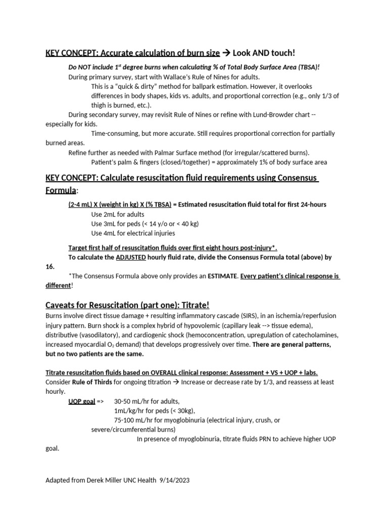 Burn Size Calculation & Fluid Resuscitation | PDF | Burn | Human ...