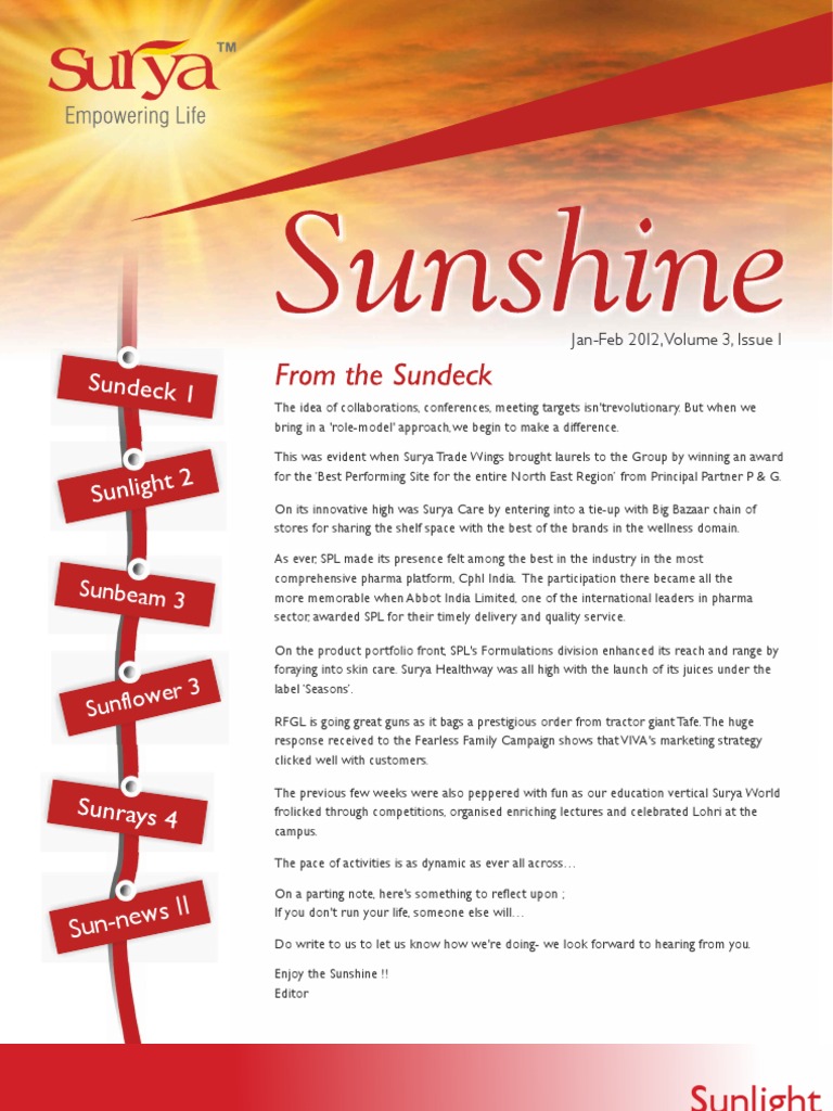 Sunshine Jan Feb 2012 | PDF | Strategic Management | Leadership