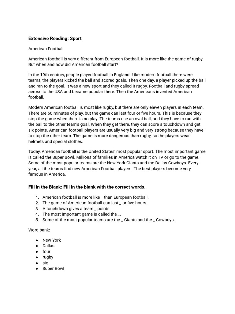 Extensive Reading 5th Revision | PDF | American Football | Association ...