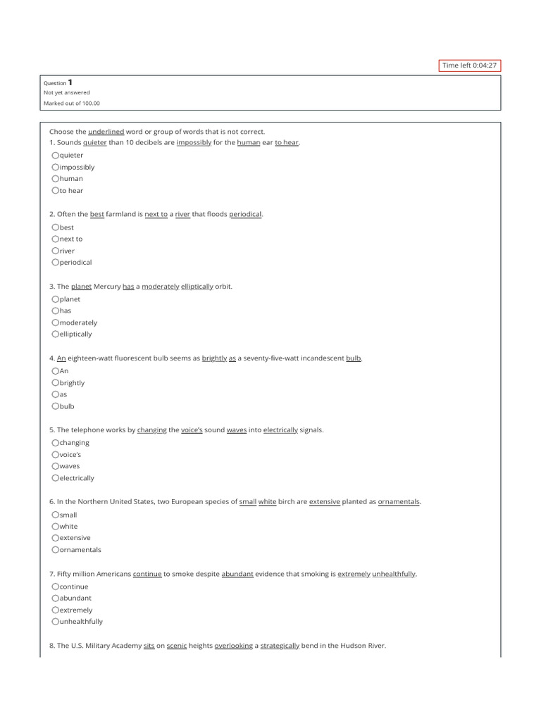 Identifying Incorrect Words in Sentences | PDF