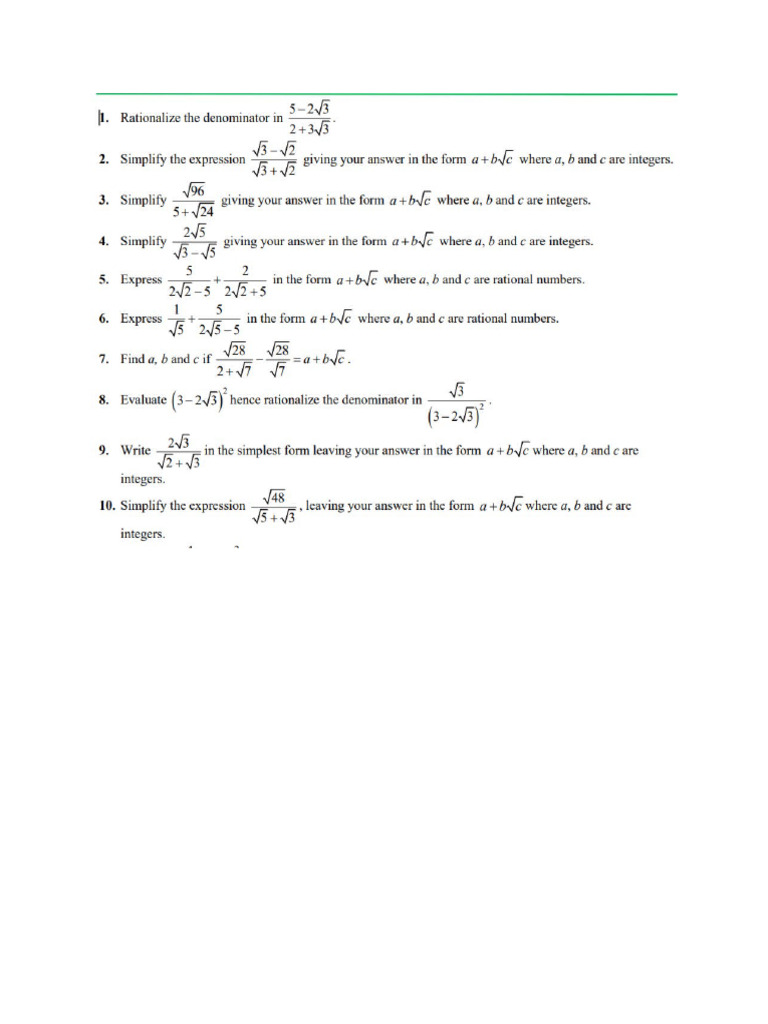 Surds Quiz | PDF