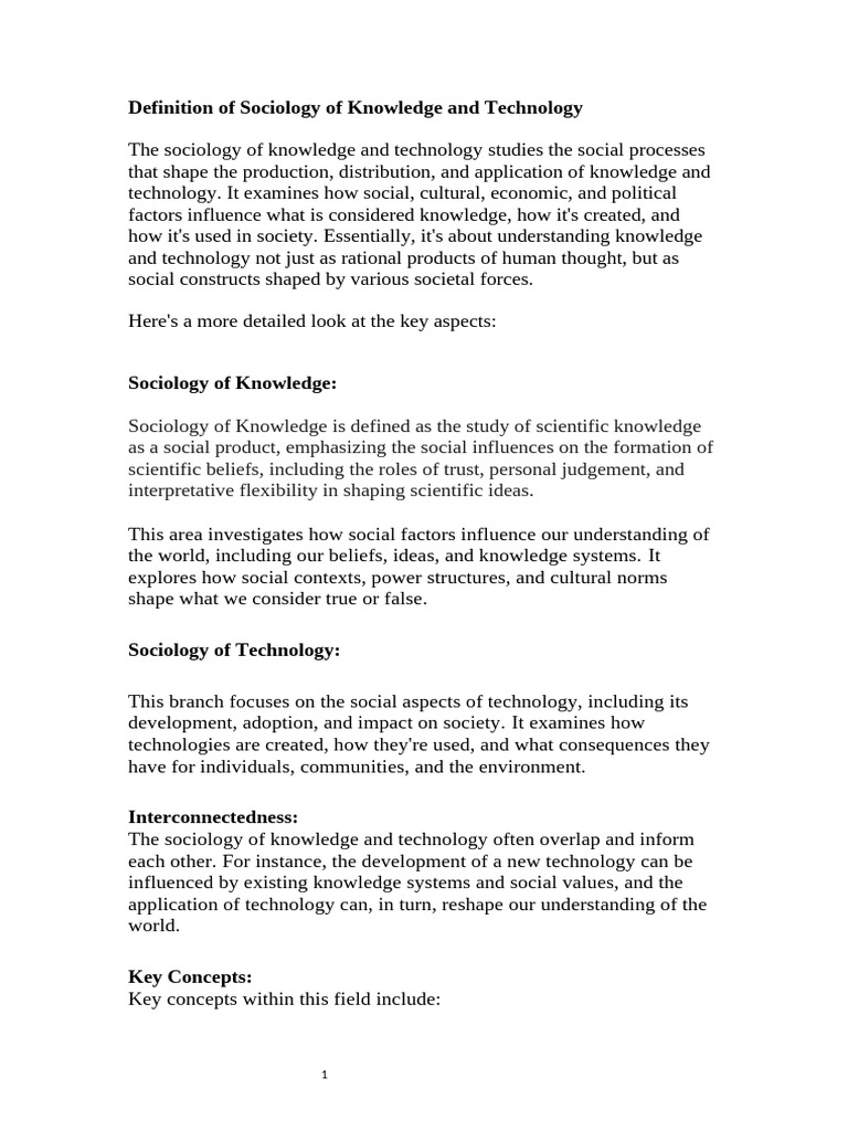 A Course Outline On The Sociology of Knowledge and | PDF | Knowledge ...