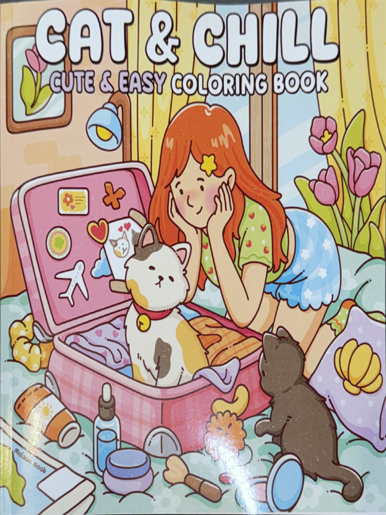 Cat & Chill: Cute Coloring Book | PDF