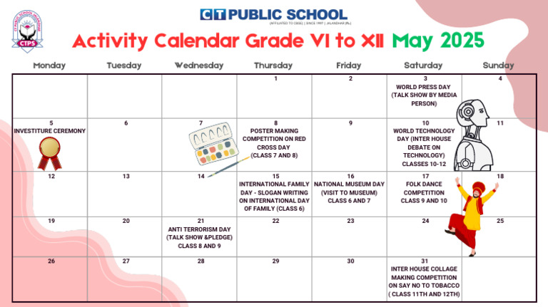 Activity Calendar May 2025 (6 To 12) | PDF
