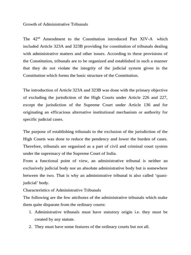 Article 323B and Administrative Tribunals | PDF | Tribunal | Jurisdiction