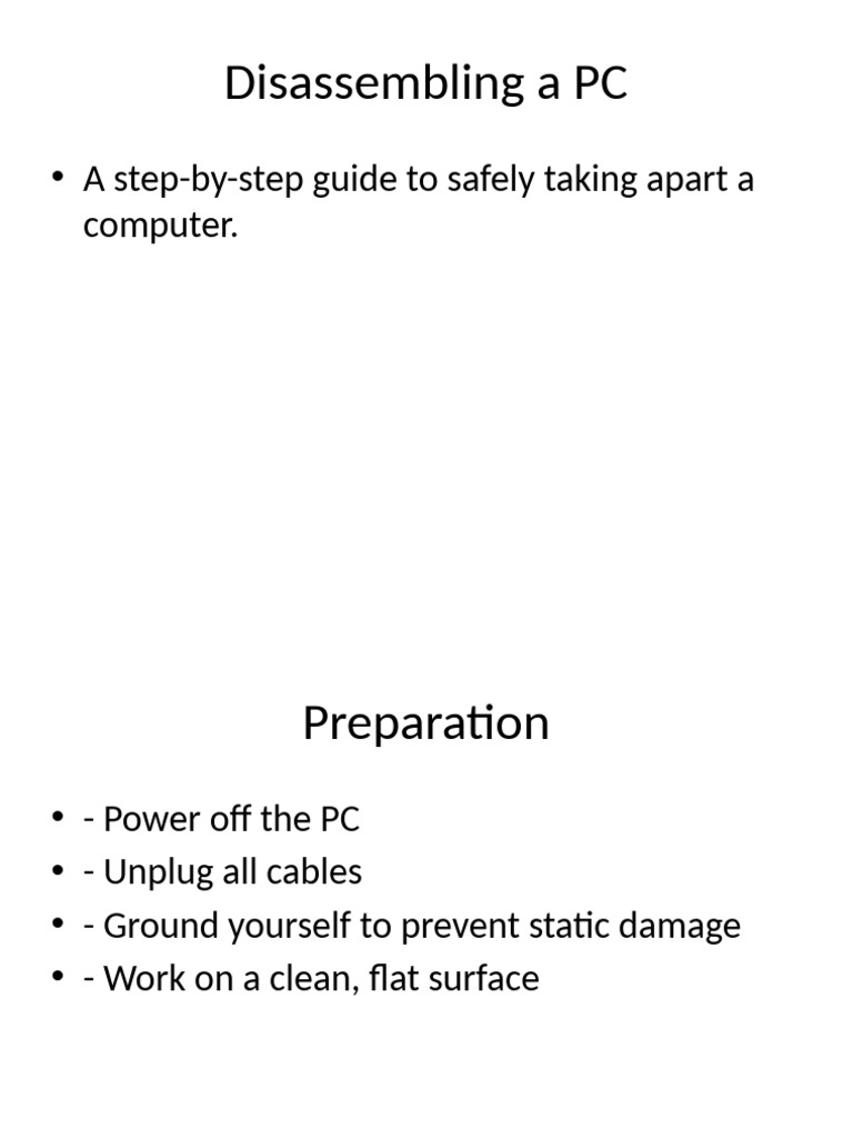Disassembling A PC Presentation | PDF
