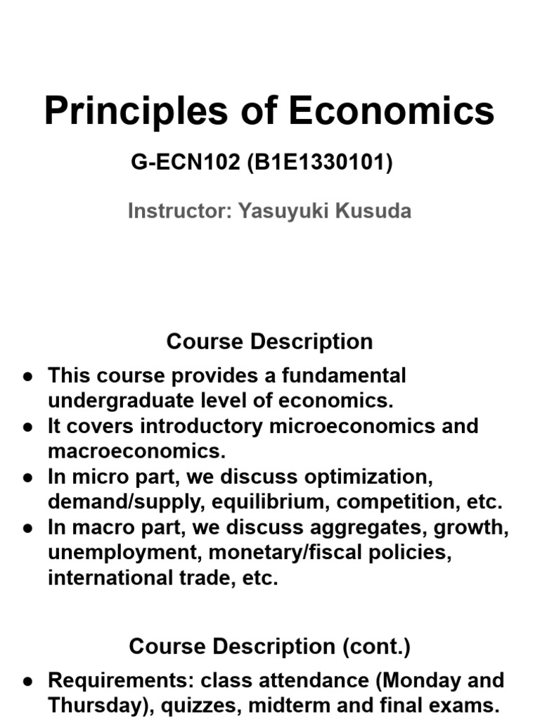 Principles of Economics Course Overview | PDF | Economics ...
