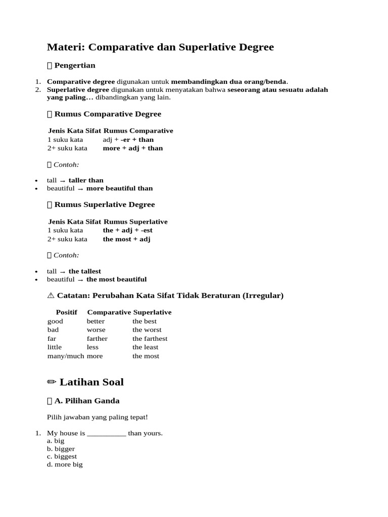 Materi Comparative Dan Superlative Degree | PDF
