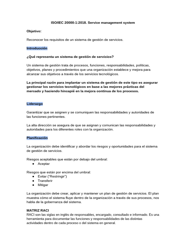 Resumen ISO 20000 | PDF | Seguridad de información | Auditoría