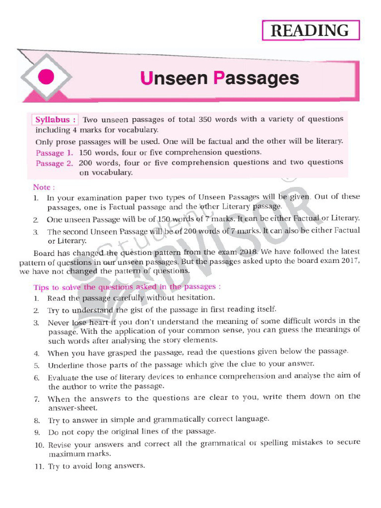 unseen passage | PDF