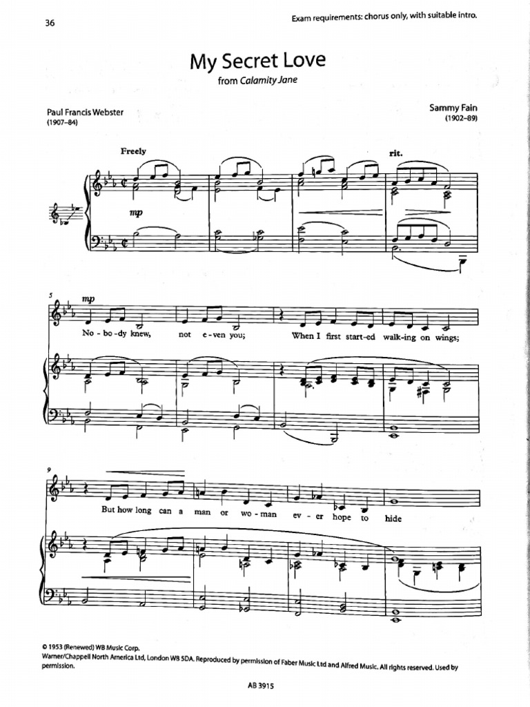 My Secret Love (Calamity Jane) | PDF