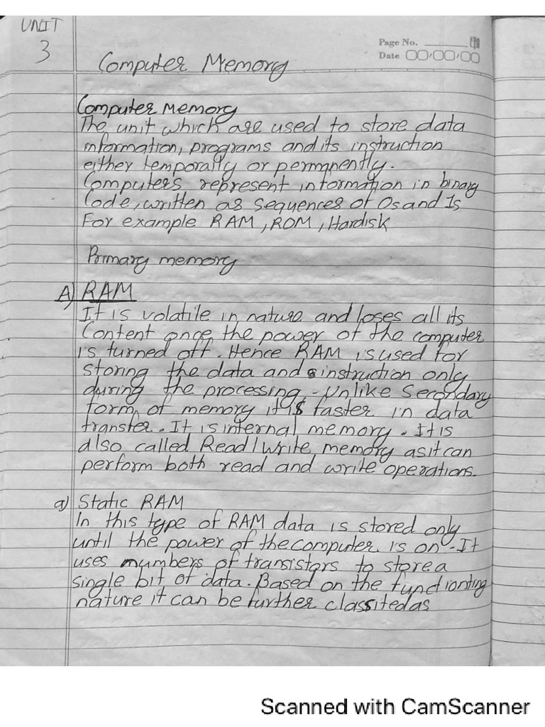 Unit 3 Computer Memory | PDF