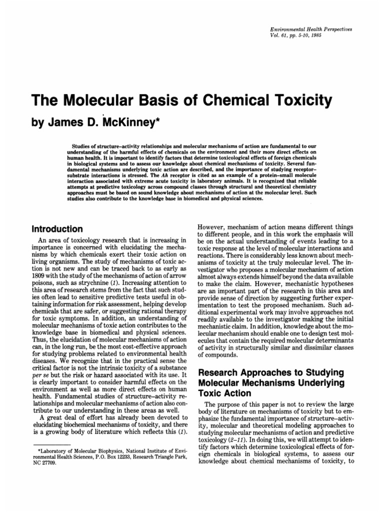 Molecular Mechanisms of Chemical Toxicity | PDF | Ligand (Biochemistry ...
