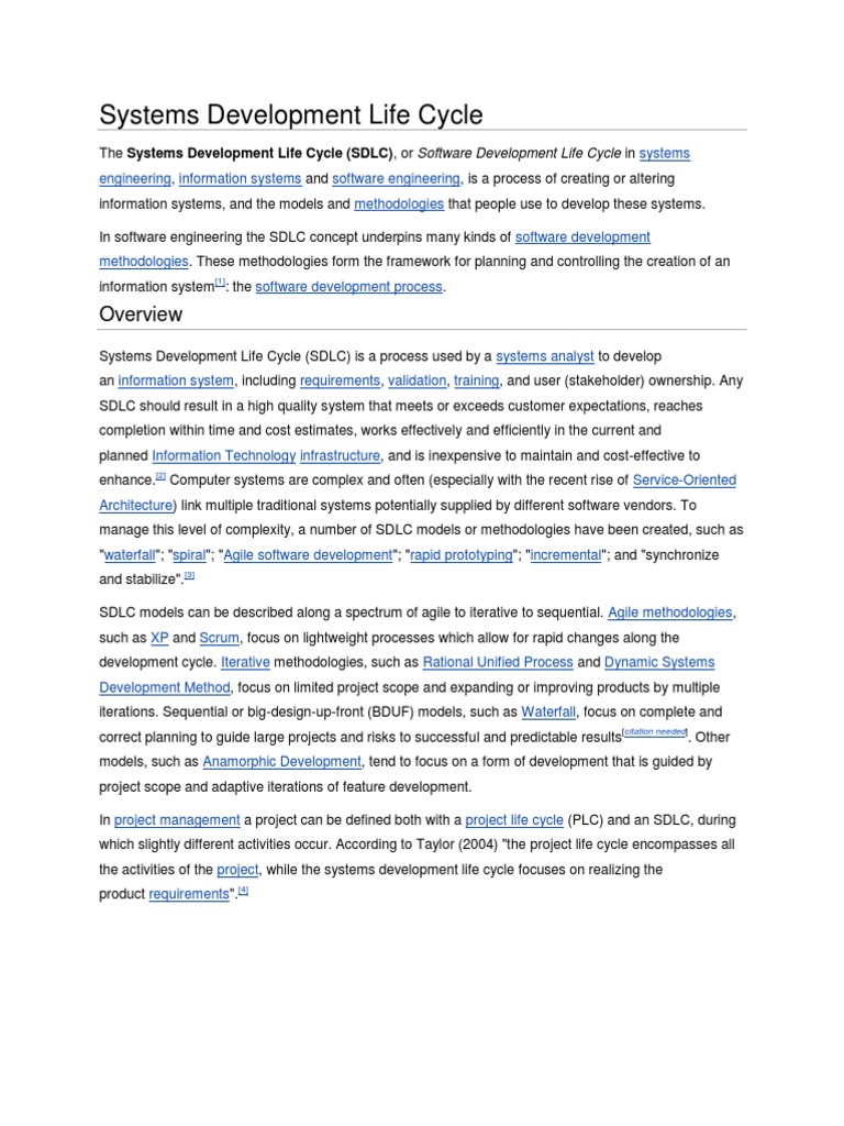 Systems Development Life Cycle | Download Free PDF | Software ...
