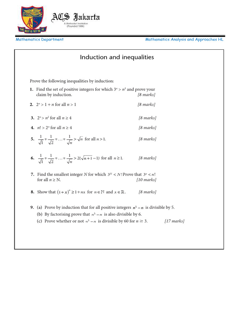 11 ACS Rheanna Mahboobani - Induction and Inequalities | PDF