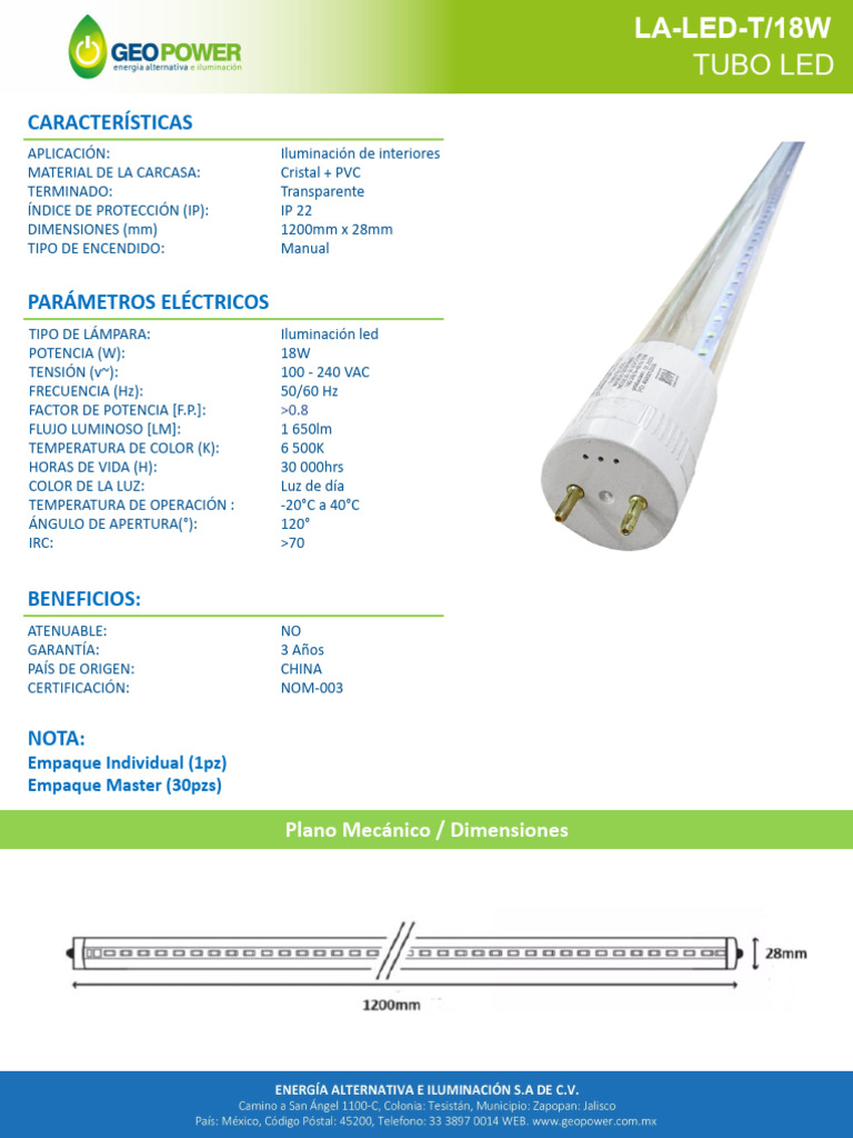 Tubo Led: Características | PDF