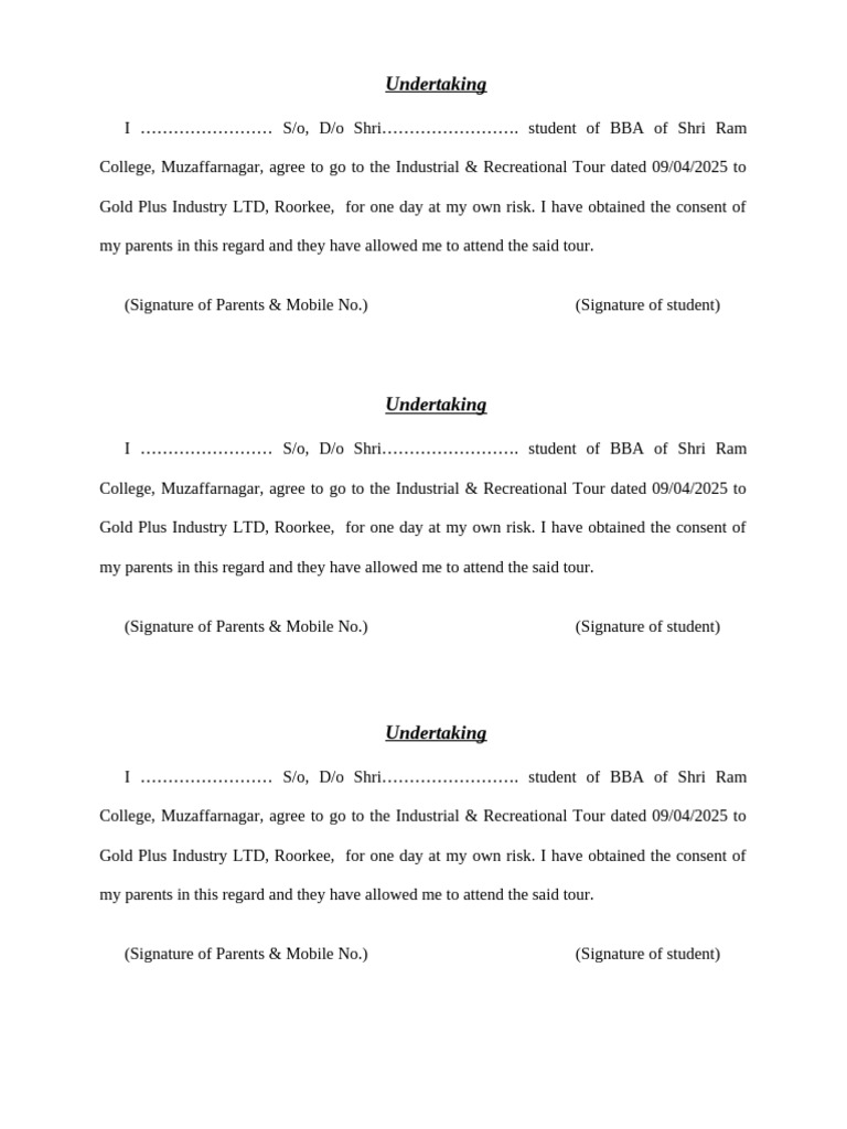 Undertaking BBA Industrial Visit | PDF