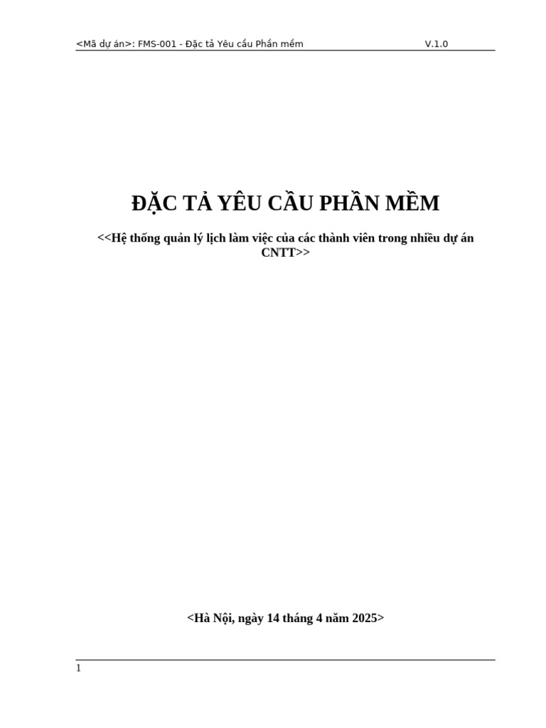 Template - SRS - PTTKHT Hệ thống quản lý lịch làm việc | PDF